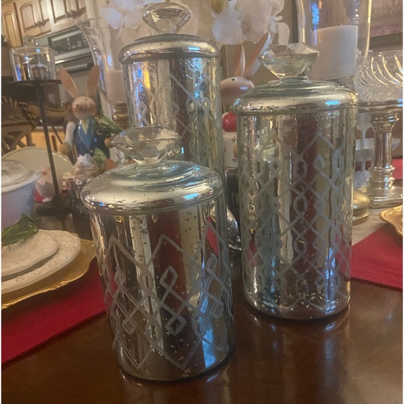 Accents | Mercury Glass Containers 3 With Lids | Poshmark